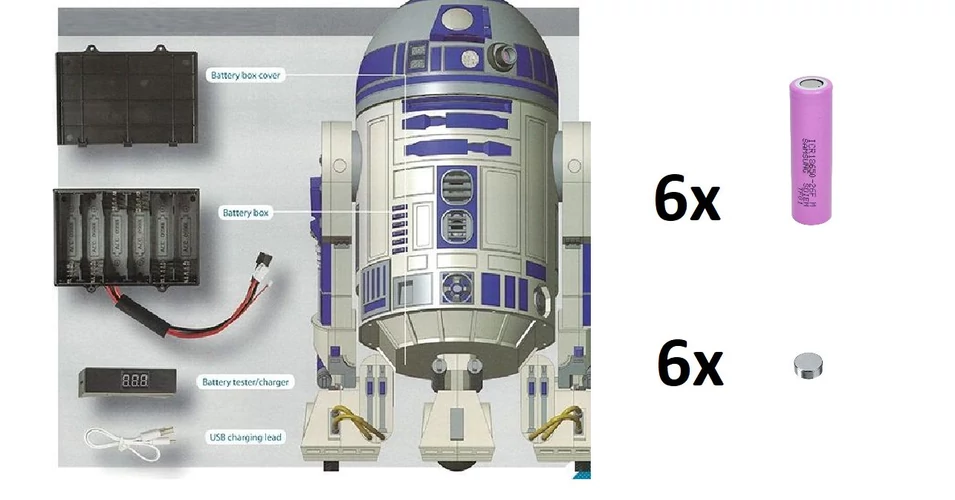 DeAgostini R2-D2 akkumulátor csomag - 6db Samsung 18650 3.7V 2600mAh ...
